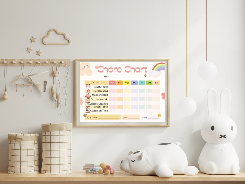 Kids Daily Chore Chart Routine Checklist Fun & Educational Tasks for ...