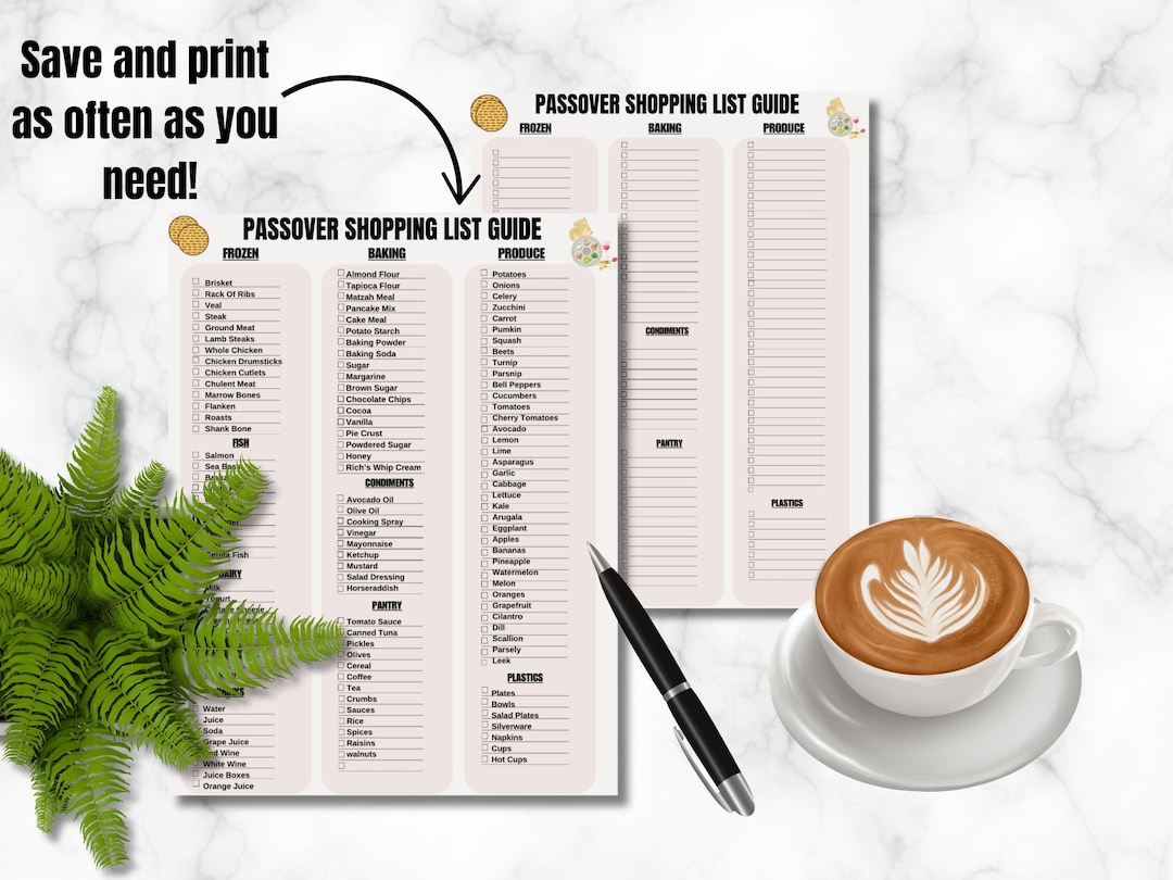 Passover Shopping List Printable | Kosher for Passover Grocery Guide ...