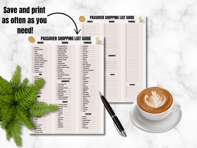 Passover Shopping List Printable | Kosher for Passover Grocery Guide ...