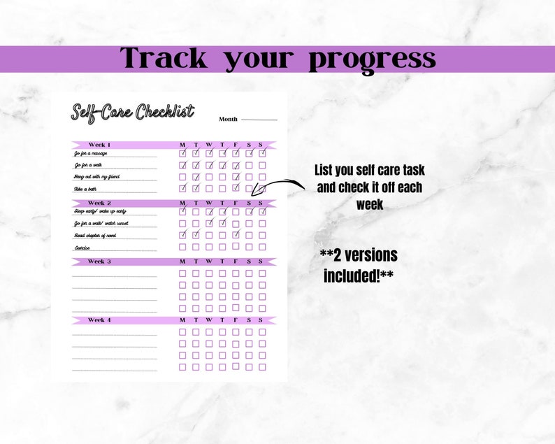 Self-care Checklist and Planner for Mental Well Being and Health, Self ...