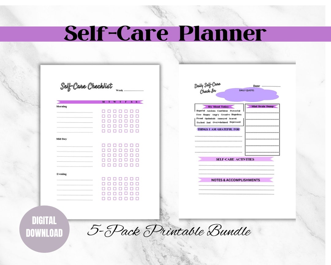 Self-care Checklist and Planner for Mental Well Being and Health, Self ...