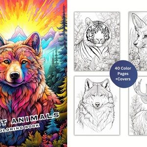 40 Forest Animals Cute Animal Coloring Page Book, Adults + Kids Instant ...