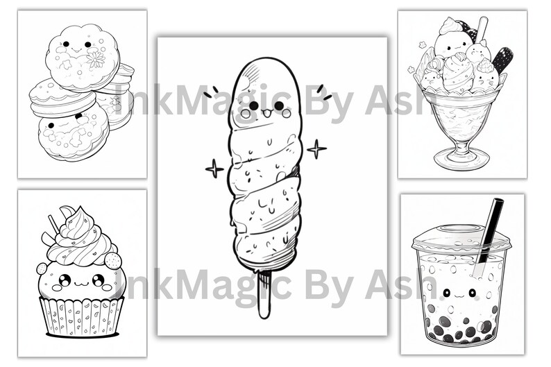 Kawaii Food Coloring Pages,cute Coloring Pages,digital Download,food ...