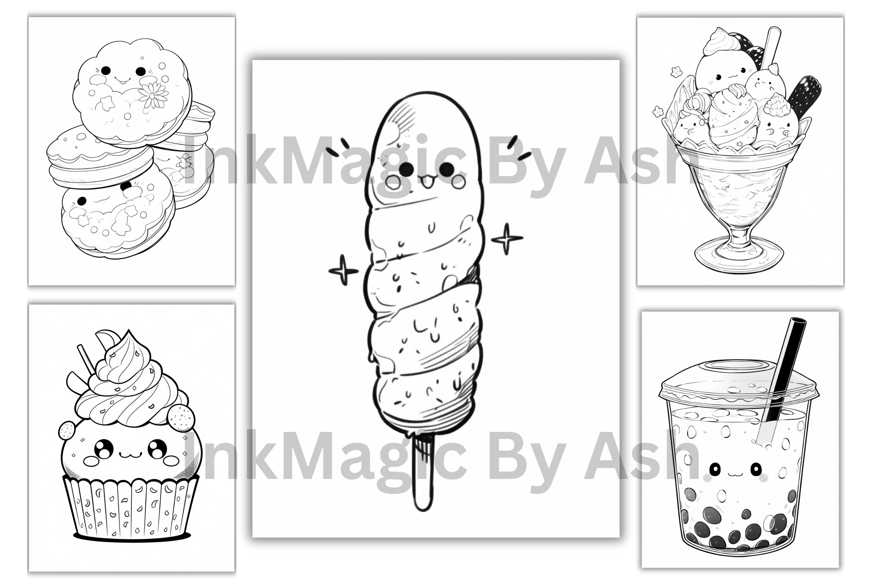 Kawaii Food Coloring Pages,cute Coloring Pages,digital Download,food ...