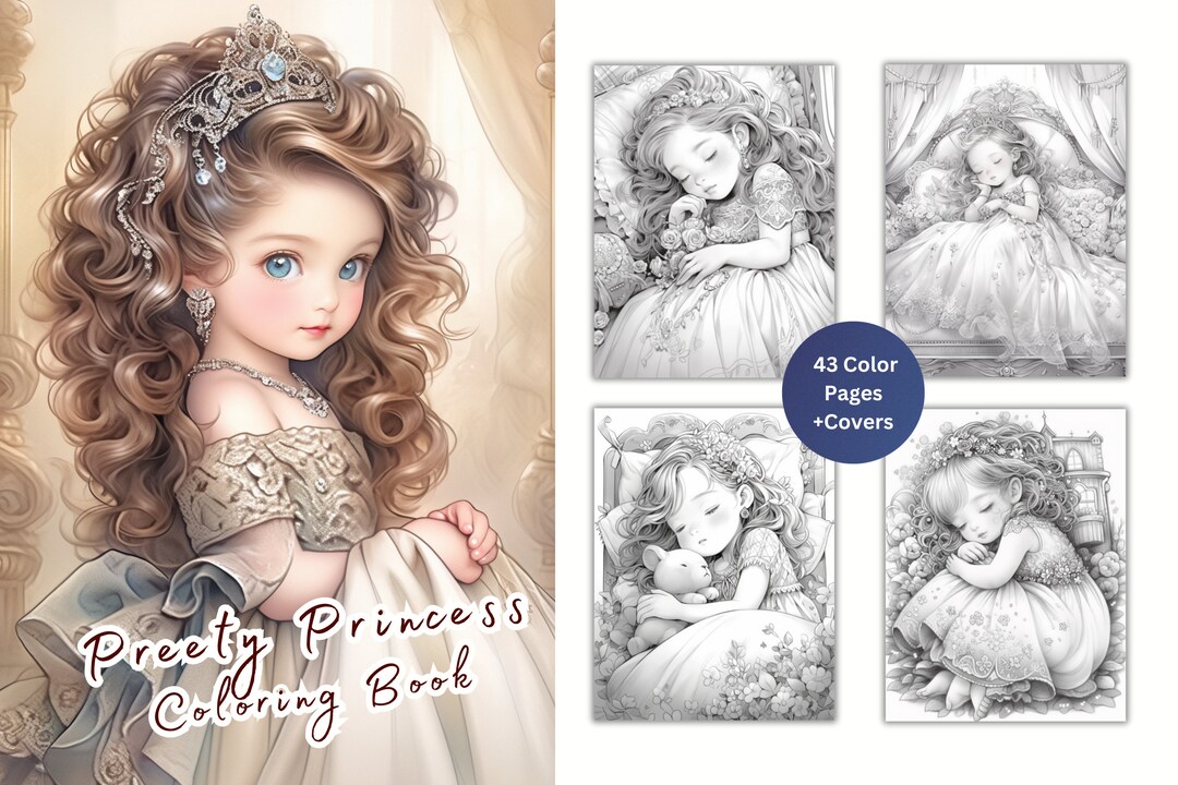 Pretty Princess Coloring Book Collection | 43 Pages Pretty Princess ...