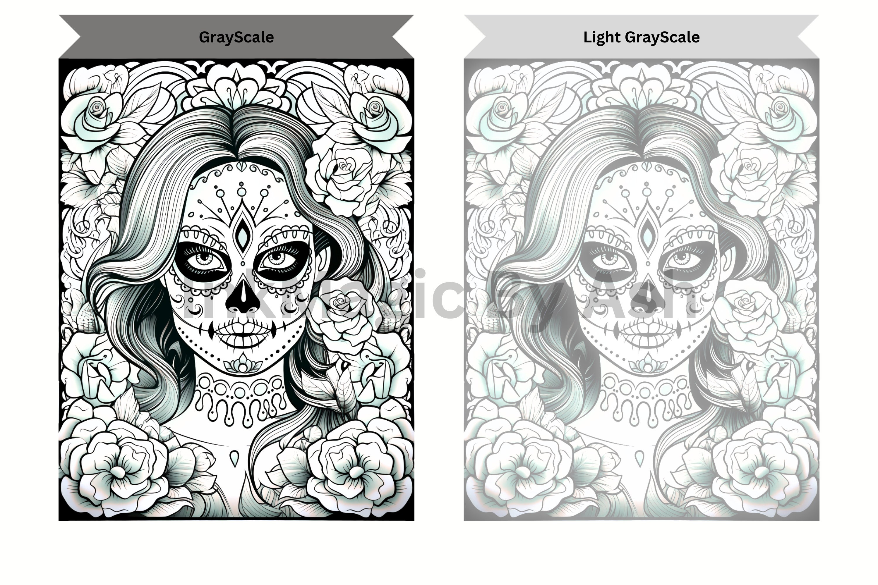 60 Day of the Dead Girls Coloring Book, Sugar Skull Girl Coloring Page ...