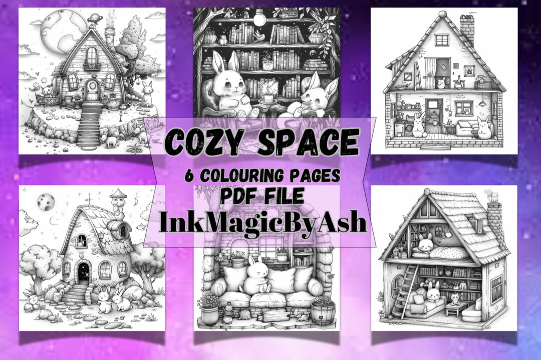 COZY SPACE Coloring Book V1,fantasy Anime Coloring Page, Adult & Kids ...