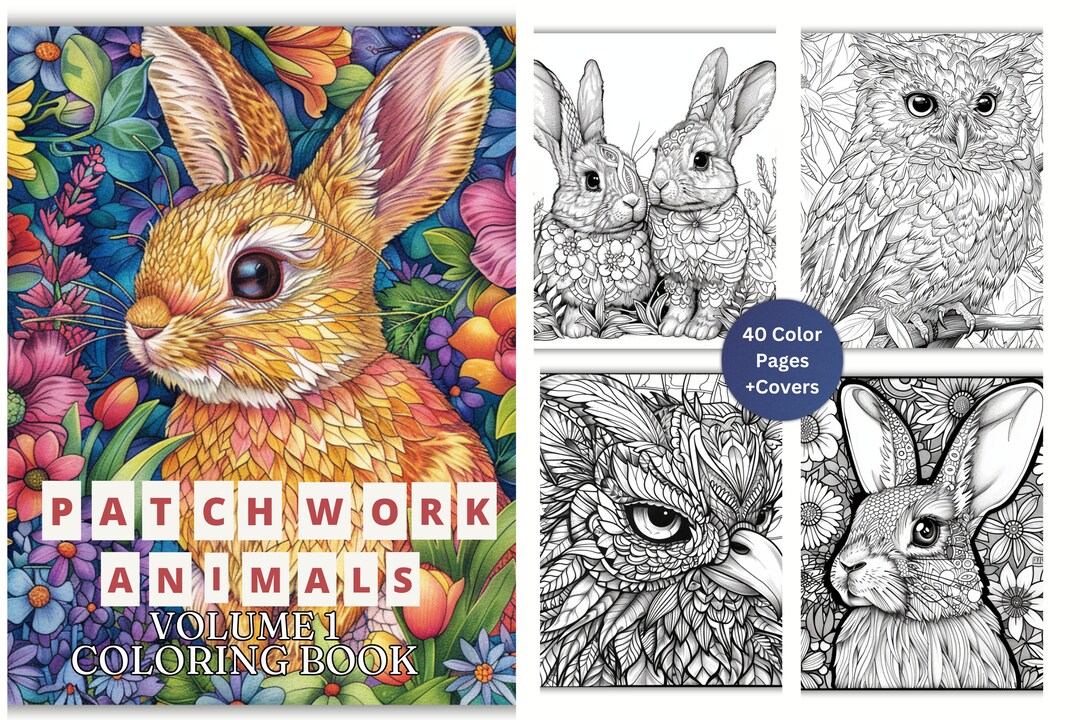 Patchwork Animals V1 Coloring Pages | Coloring Pages Adults and Kids ...
