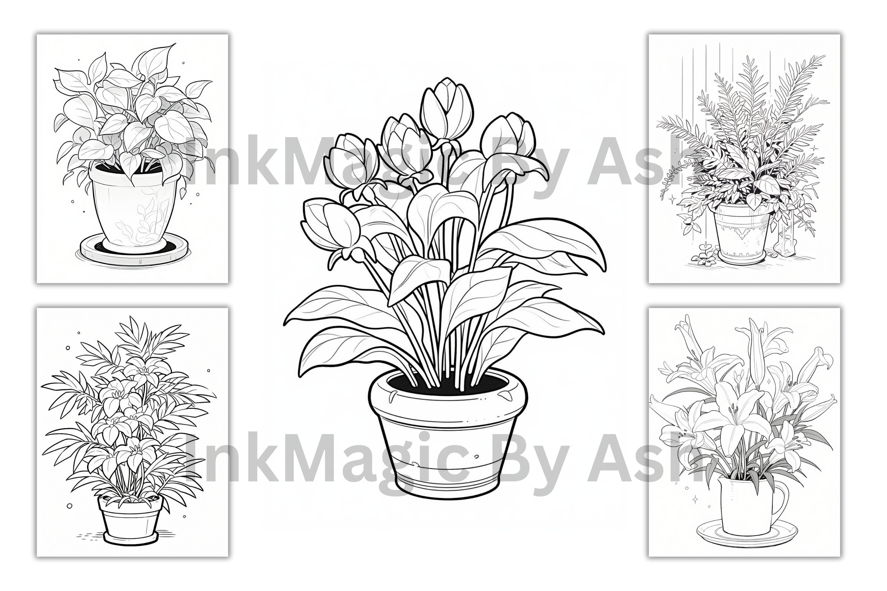 Houseplant Coloring Pages for Adults and Kids 31 Printable Adorable ...