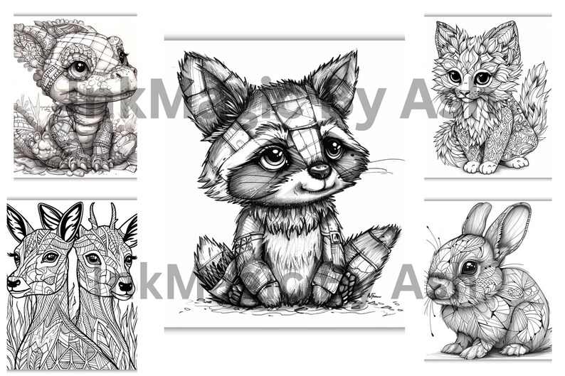 Patchwork Animals V2 Coloring Pages Coloring Pages Adults and Kids ...