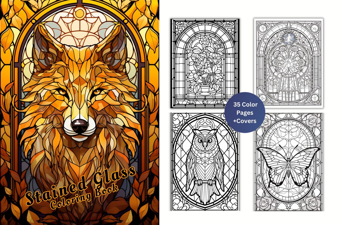 Stained Glass Collection Coloring Page, Adults + Kids- Instant Download ...