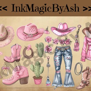 Cute Cowgirl Clipart Bundle, Pink Cowgirl PNG, Baby Girl Cow Girl ...