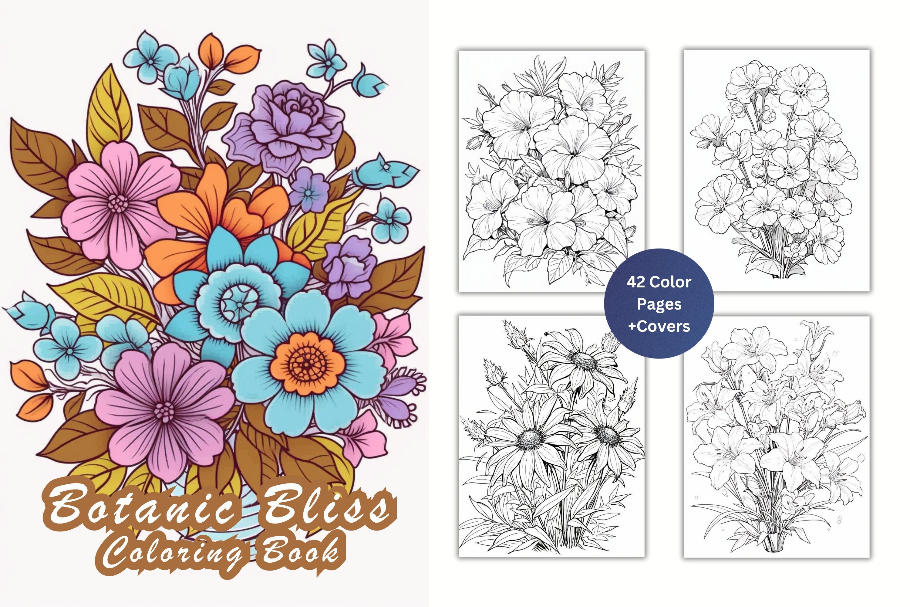 Botanic Coloring Book ,floral Coloring Pages,flowers Coloring Book ...
