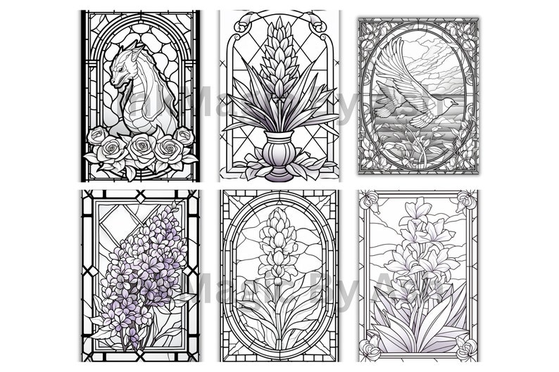 Stained Glass Collection Coloring Page, Adults + Kids- Instant Download ...