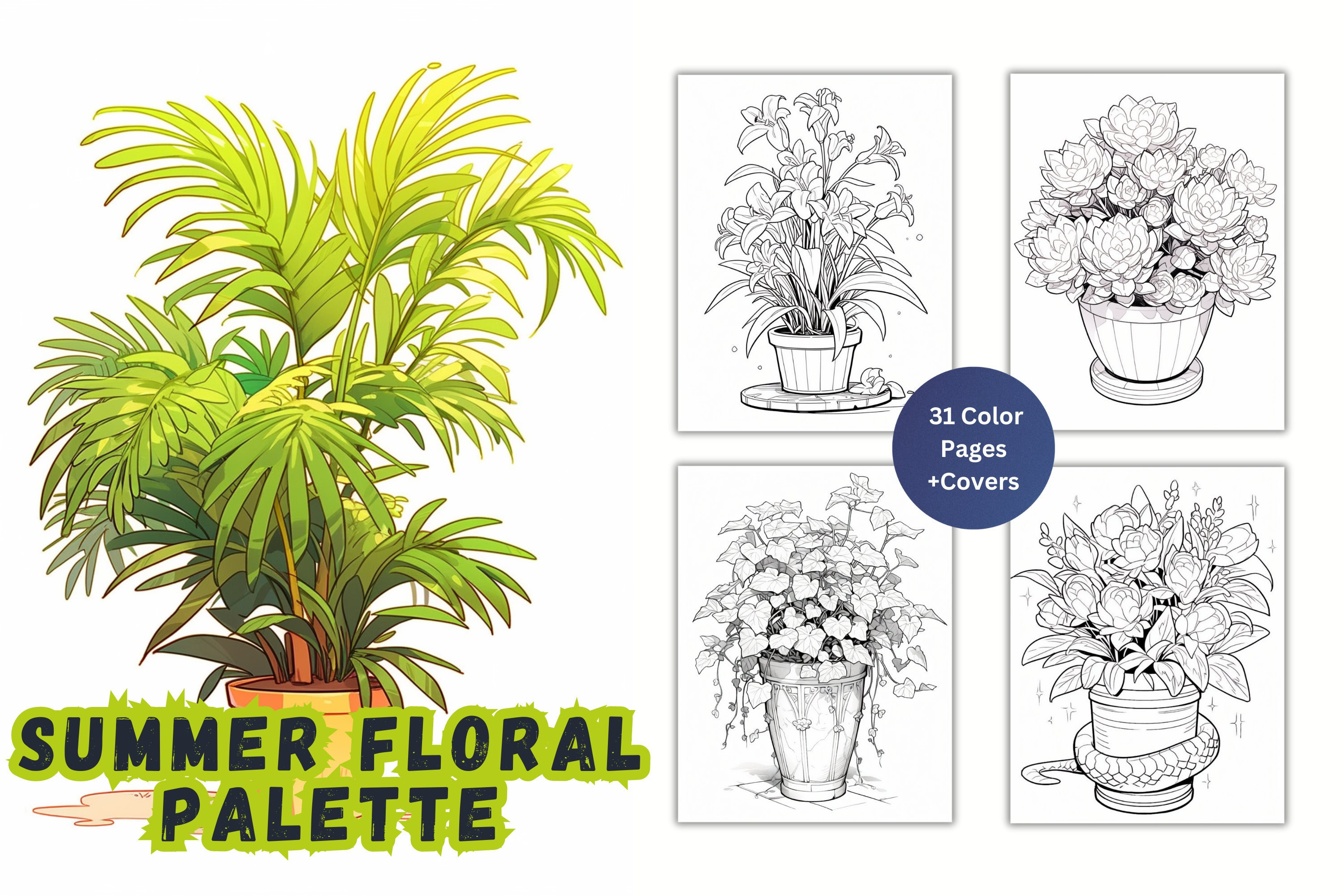 Houseplant Coloring Pages for Adults and Kids 31 Printable Adorable ...