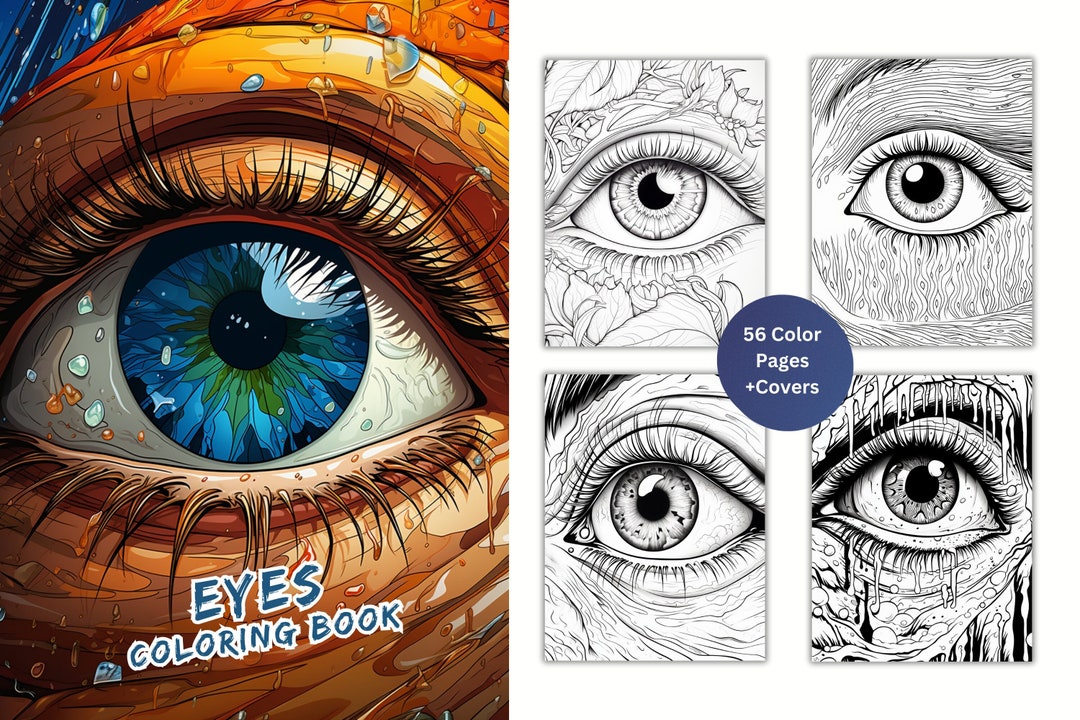 56 Blooming Eyes Digital Coloring Book, Woman Eye Printable PDF, Man ...