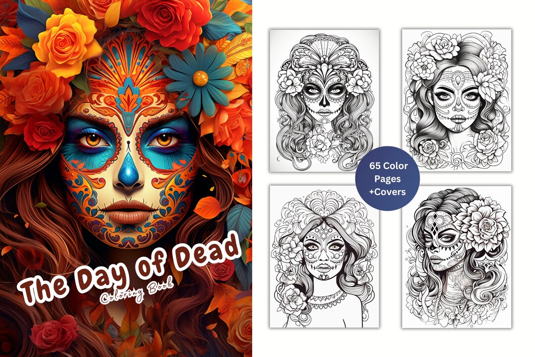 60 Day of the Dead Girls Coloring Book, Sugar Skull Girl Coloring Page ...