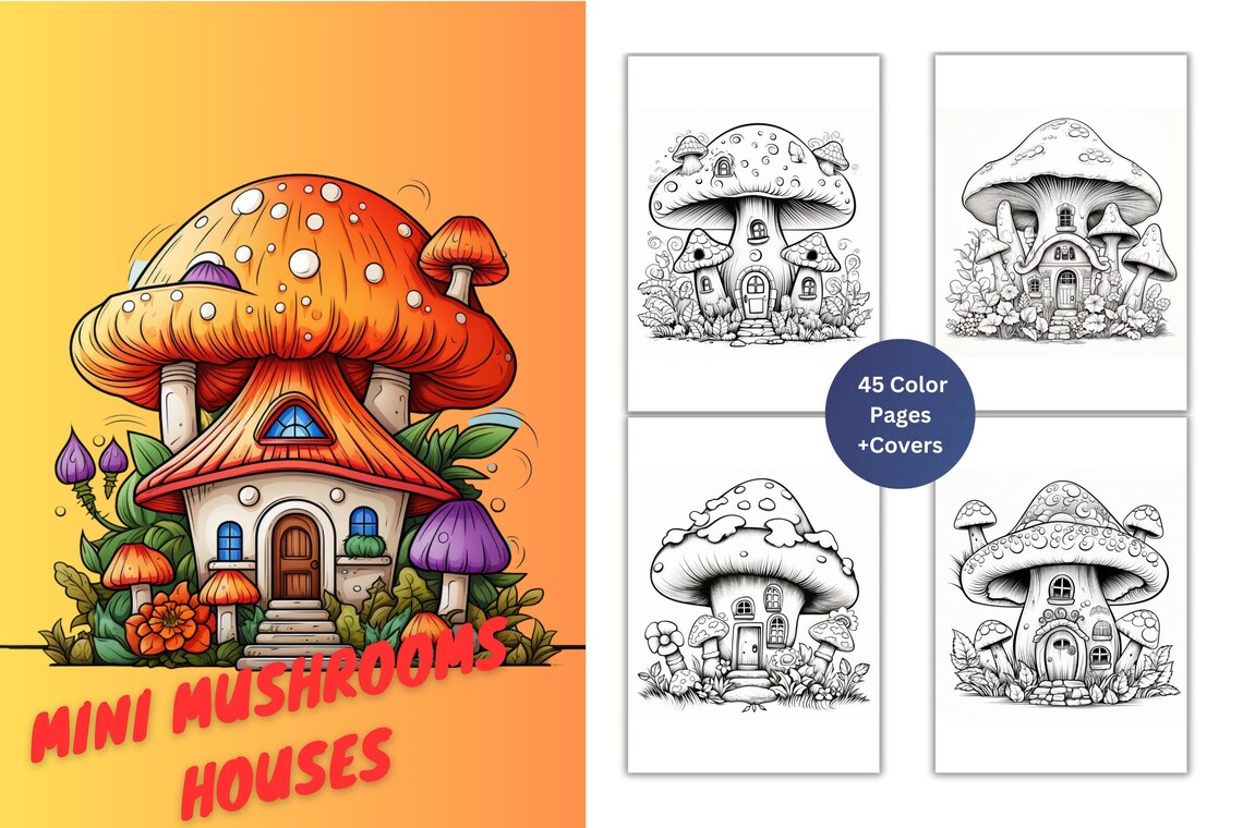 Mini Mushroom Coloring Book, Cute Coloring Pages, Coloring Pages of ...