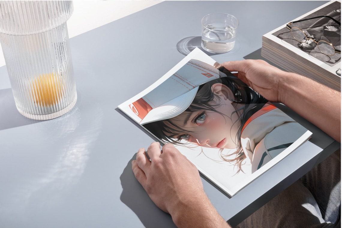 Cute Girls With Cap Coloring Book,grayscale Beautiful Anime Women ...