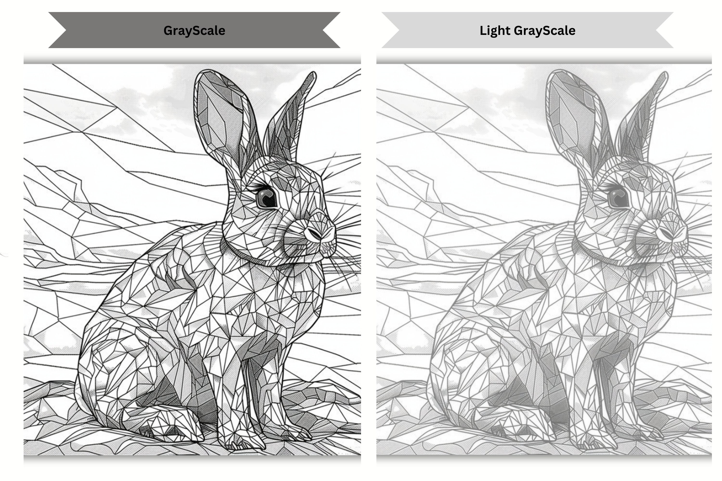 Patchwork Animals Coloring Book Vol 1 I Grayscale Coloring Pages for ...