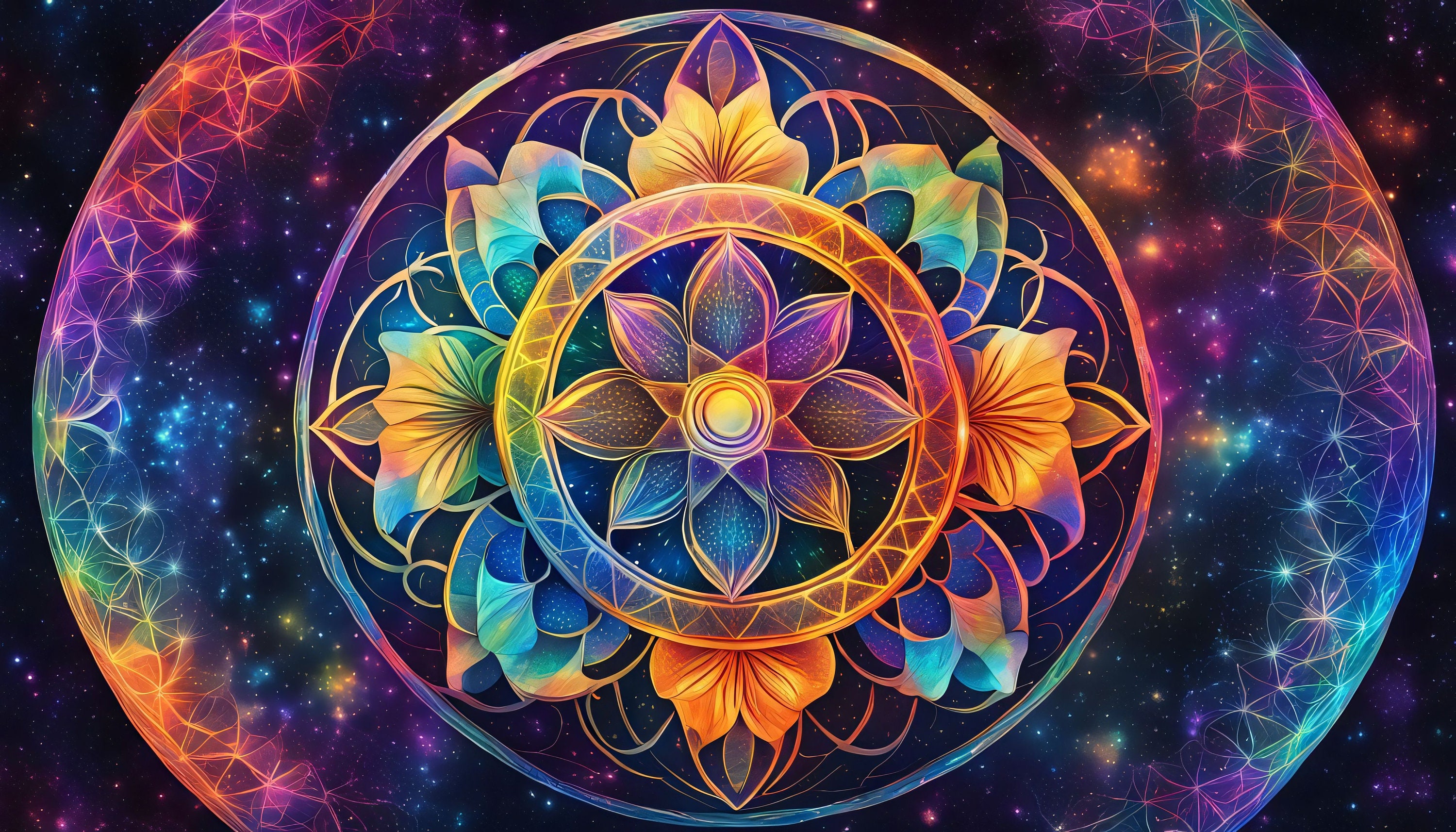 10 Cosmic Flower of Life Backgrounds - Flower of Life Computer ...