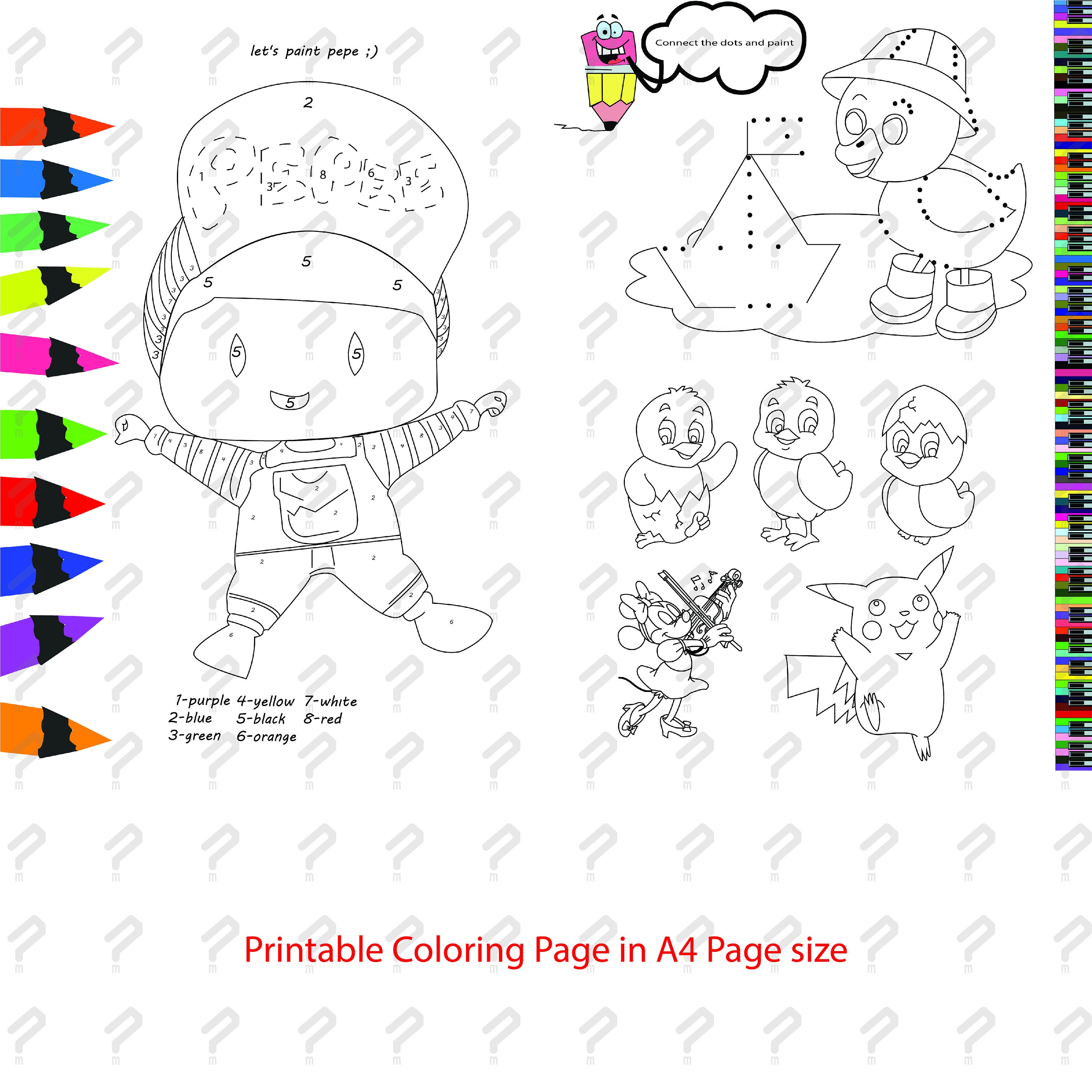 A4 Size Printable Colouring Sheet, Instant Download, Animals, Birds ...