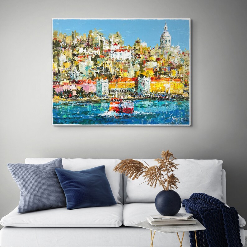 Lisbon Cityscape Original Acrylic Painting Colorful Original Art ...