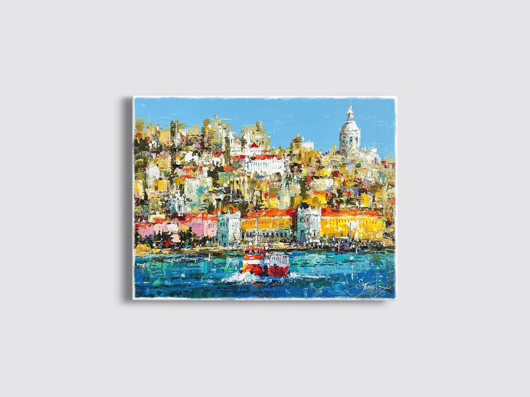 Lisbon Cityscape Original Acrylic Painting Colorful Original Art ...