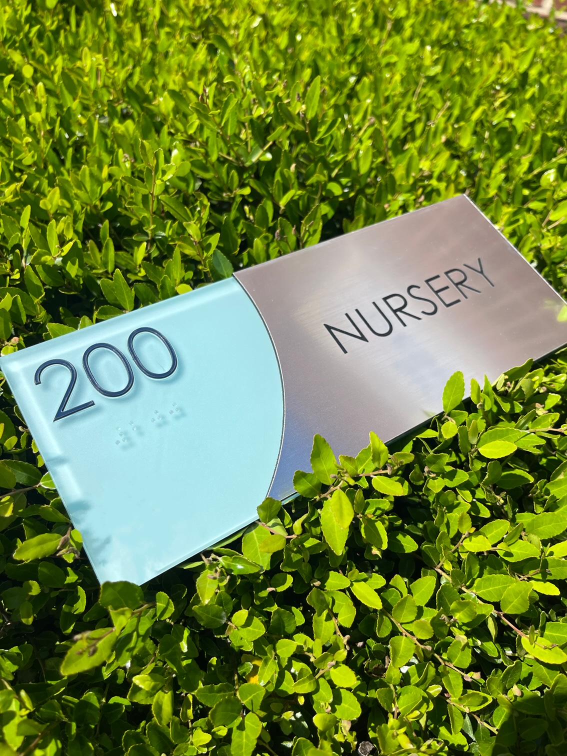 Custom ADA Room Name Sign With Brushed Silver Accent | 4"x10" Acrylic ...