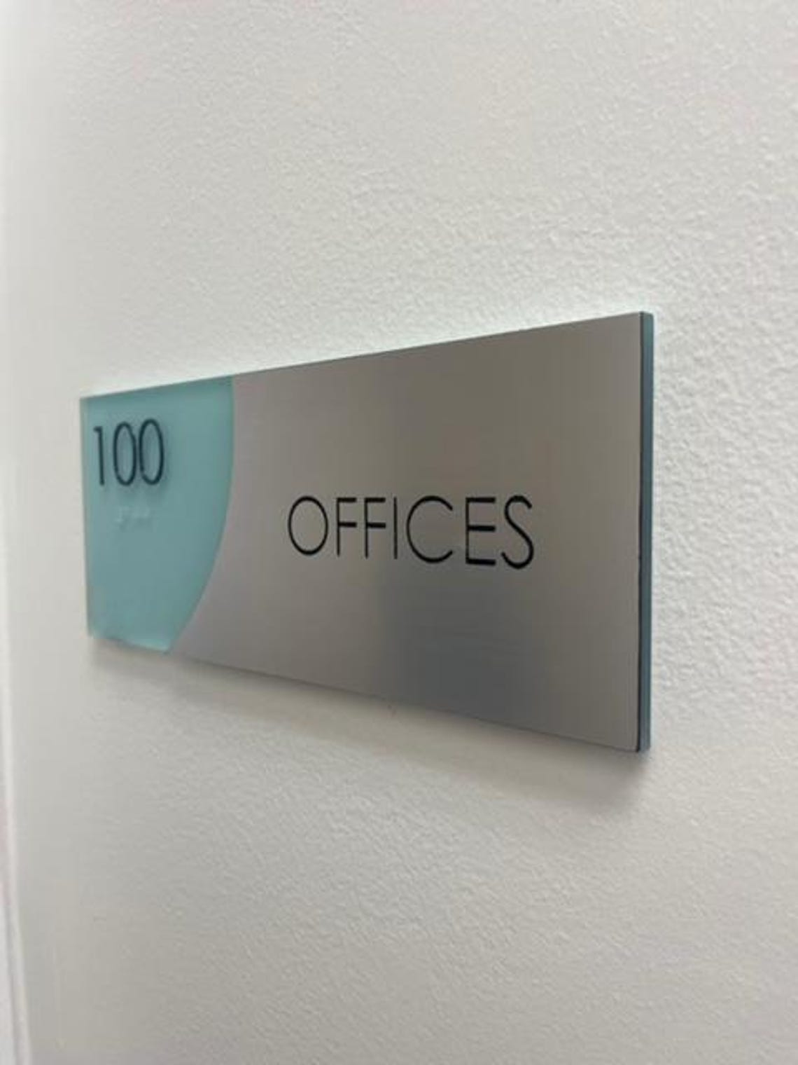 Custom ADA Room Name Sign With Brushed Silver Accent | 4"x10" Acrylic ...