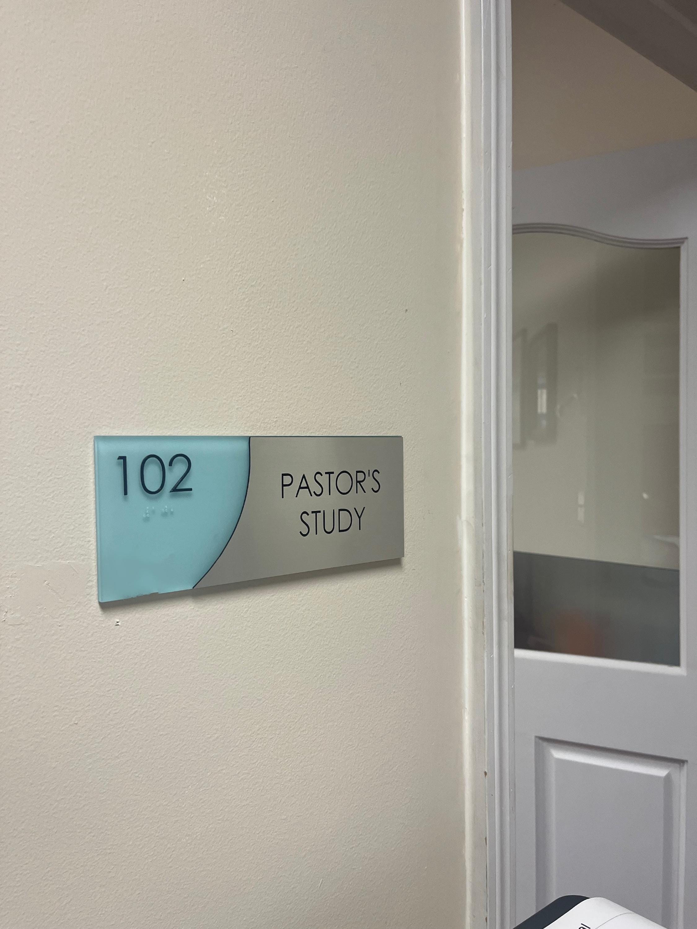 Custom ADA Room Name Sign With Brushed Silver Accent | 4"x10" Acrylic ...