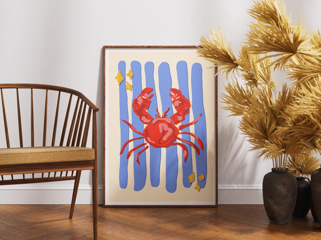 Coastal Crab Wall Art Printable | Nautical Summer Digital Download ...