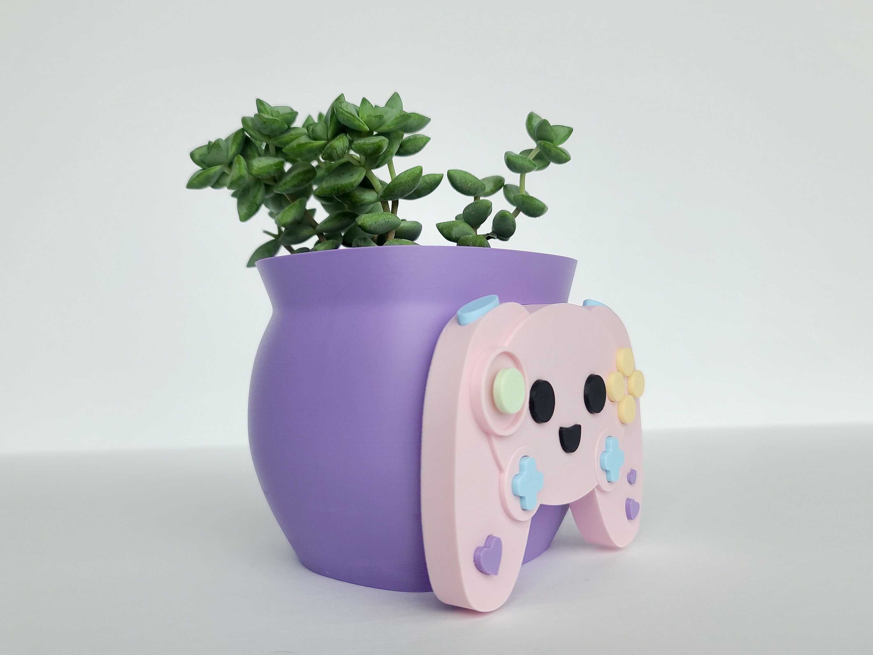 Cute Cozy Round Gaming Controller Planter | Gaming Desk Accessory ...