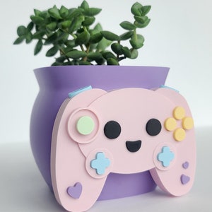 Cute Cozy Round Gaming Controller Planter | Gaming Desk Accessory ...