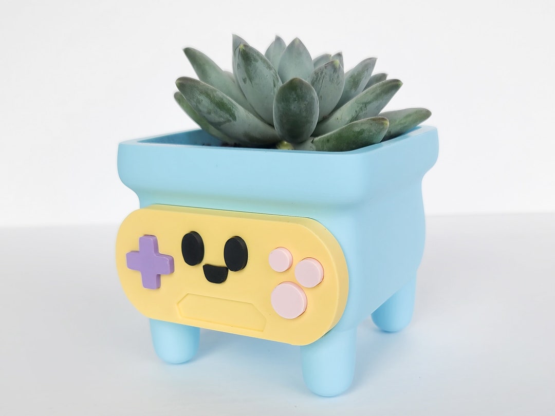 Cute Cozy Square Gaming Controller Planter | Gaming Desk Accessory ...
