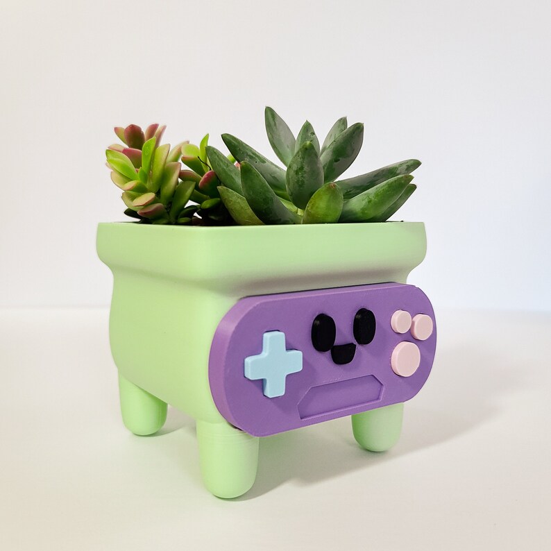 Cute Cozy Square Gaming Controller Planter | Gaming Desk Accessory ...