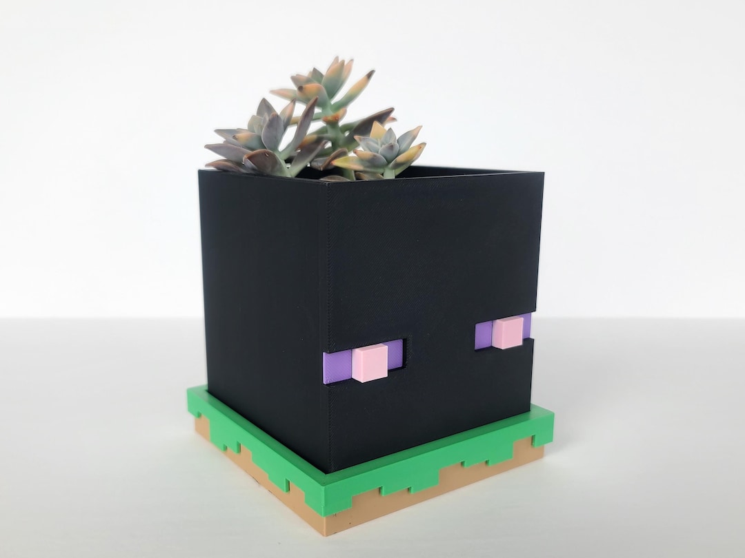Cute Minecraft Enderman Planter Pot | Gaming Desk Accessory | Succulent ...