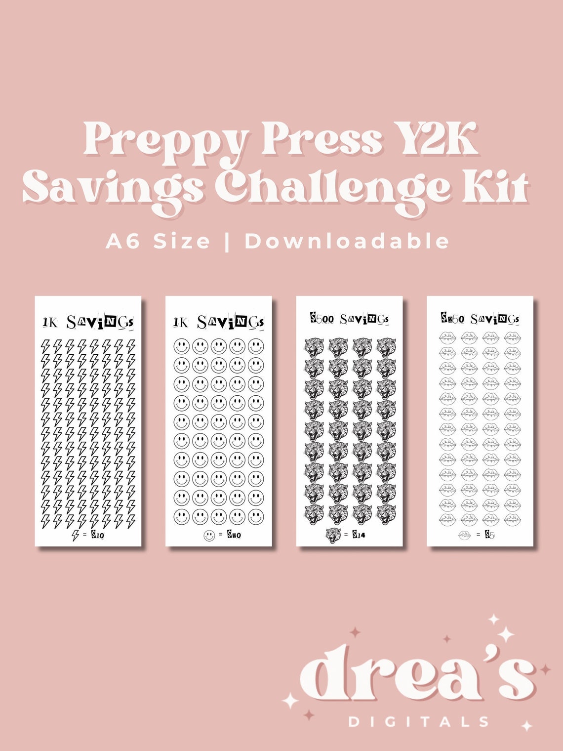 Preppy Press Y2K Savings Challenge | A6 Budget Binder Template - Etsy