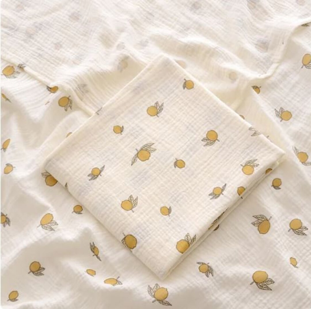Lemon Print Muslin Swaddle Blanket Receiving Blanket for Newborns Baby ...