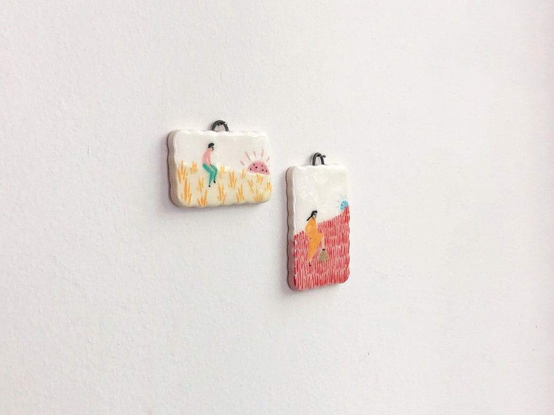 2-piece Small Ceramic Wall Decor Set, Mini Ceramic Wall Decor, Home ...