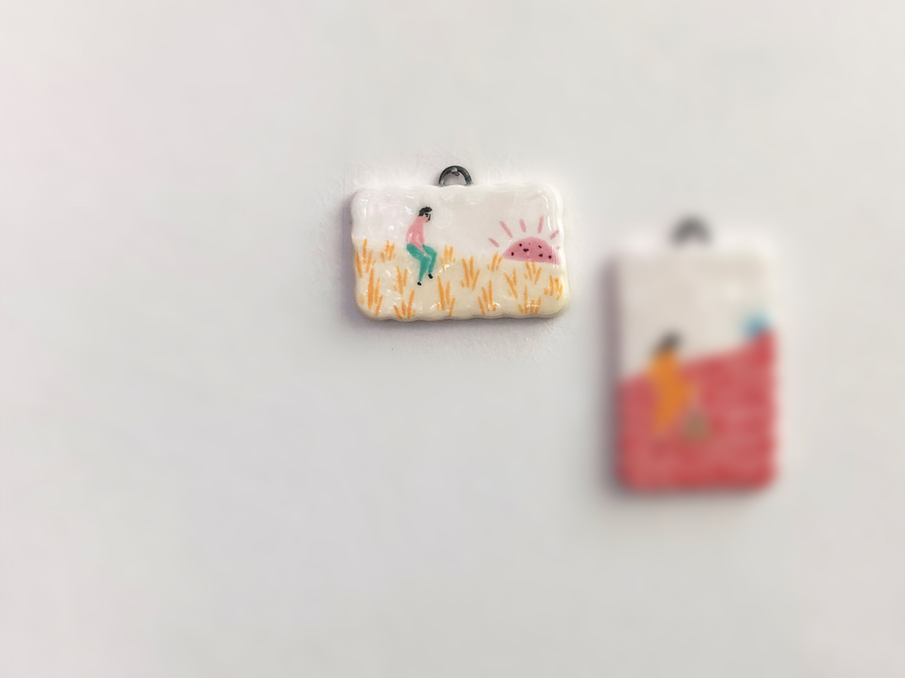 2-piece Small Ceramic Wall Decor Set, Mini Ceramic Wall Decor, Home ...