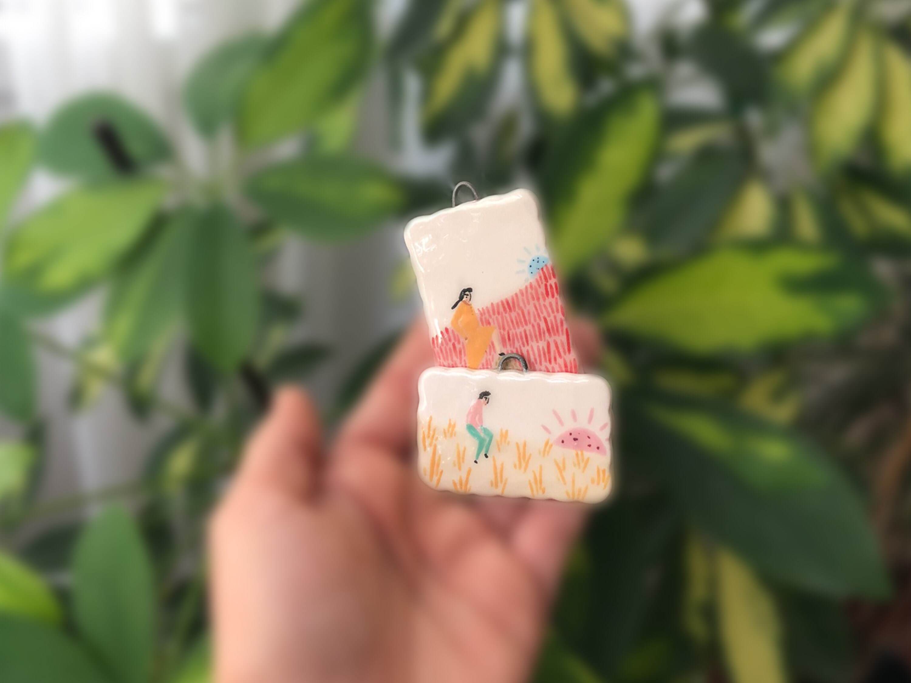 2-piece Small Ceramic Wall Decor Set, Mini Ceramic Wall Decor, Home ...