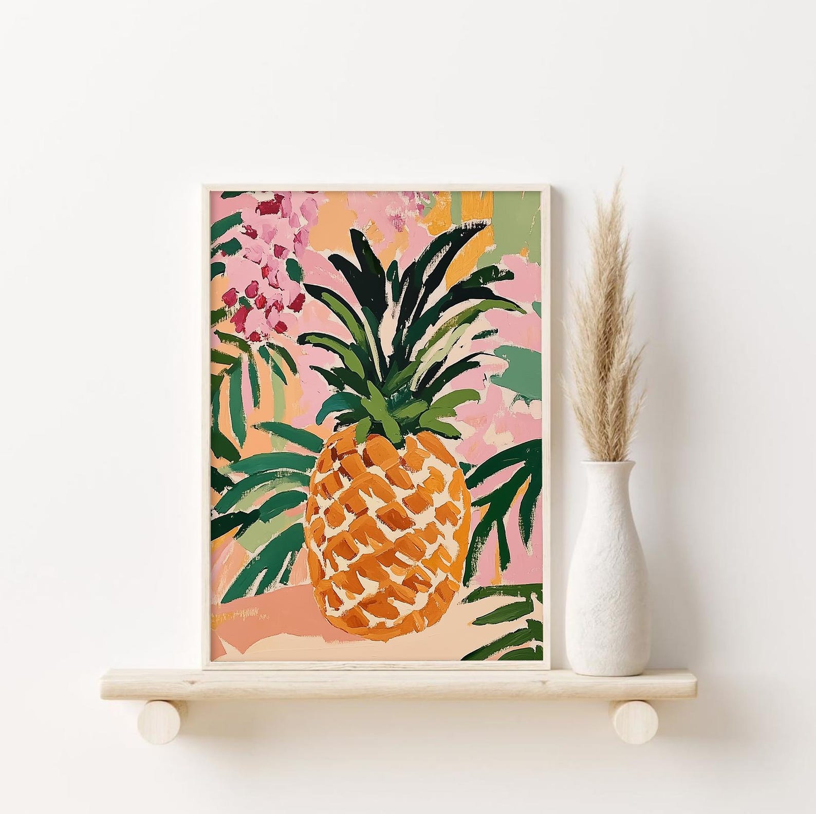 Pineapple Wall Art, Colorful Fruit Print, Tropical Botanical Decor ...