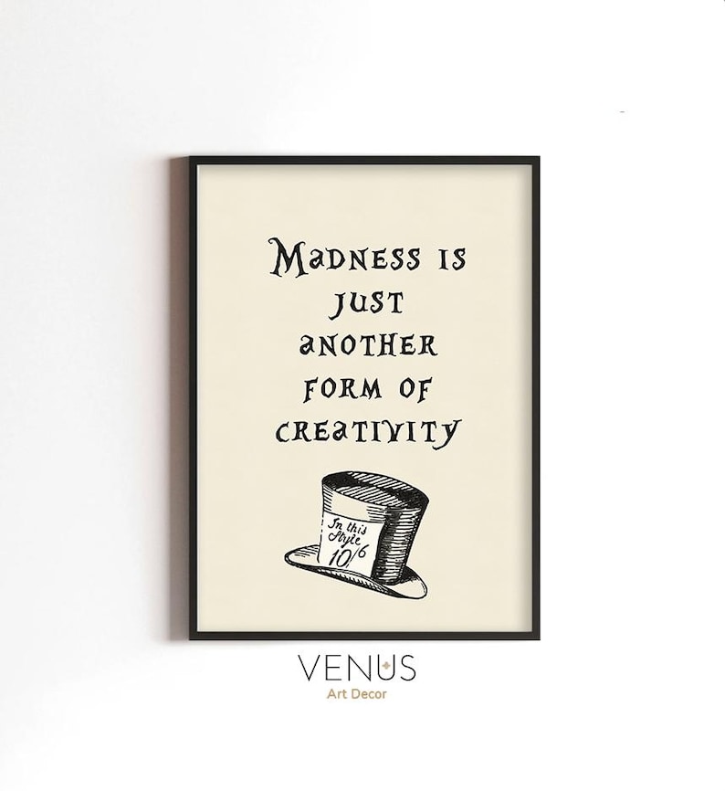 Alice in Wonderland Motivational Quotes, the Mad Hatter Poster, Retro ...