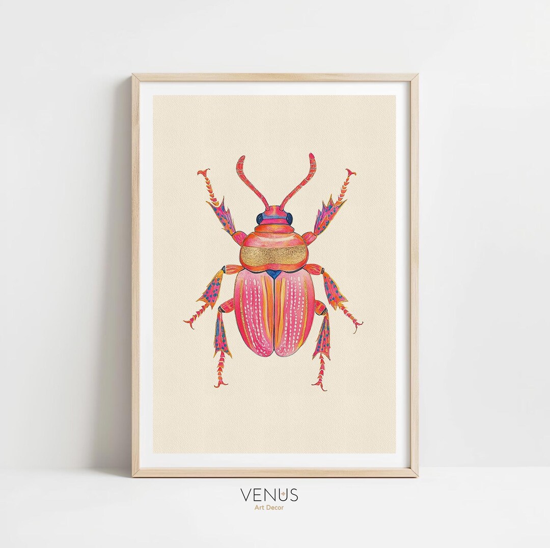 Beetle Wall Art, Insect Decor, Bug Print, Botanical Art, Insects & Bugs ...