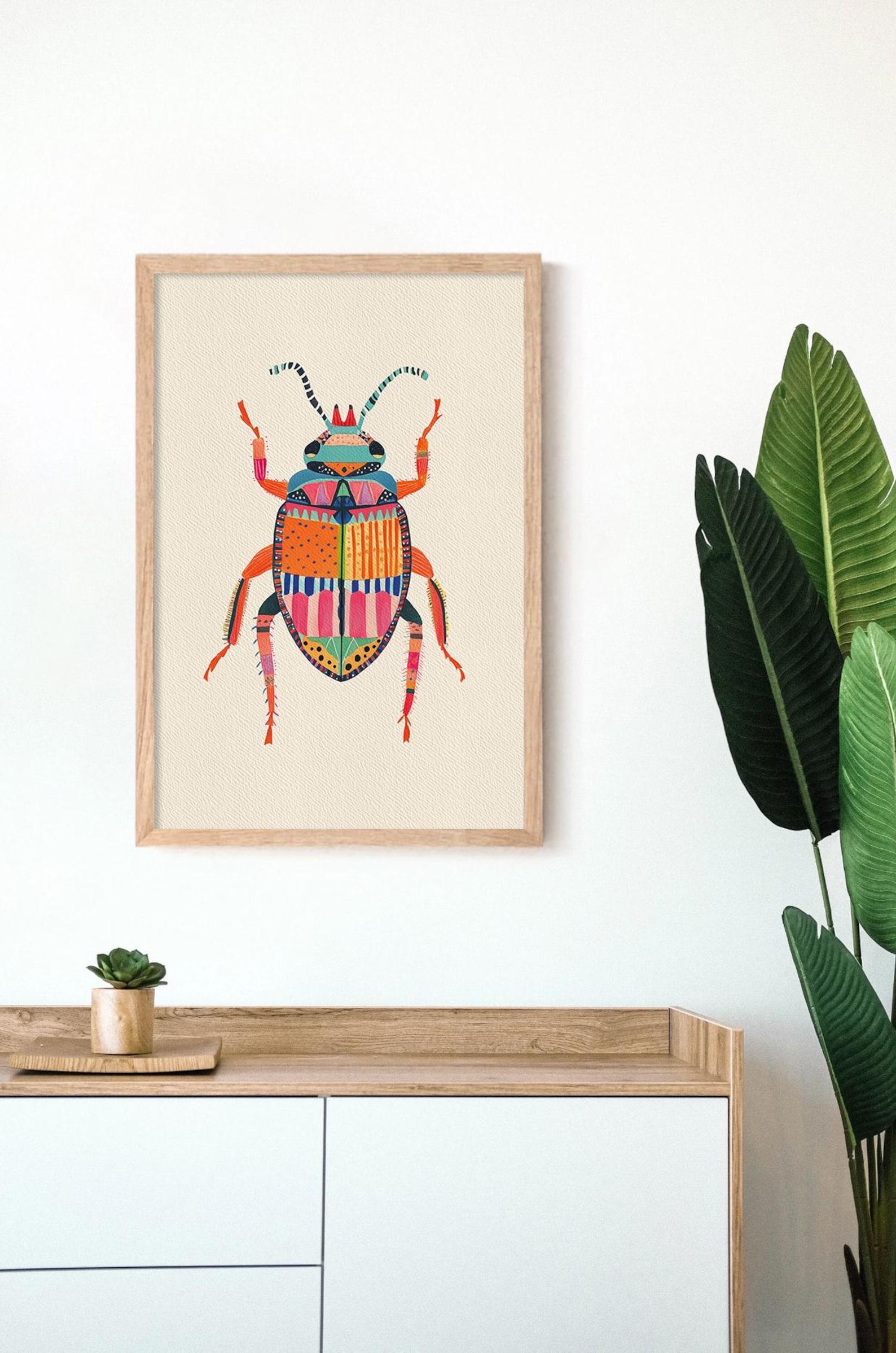 Colorful Beetle Art Print, Insect Wall Decor, Modern Bug Illustration ...