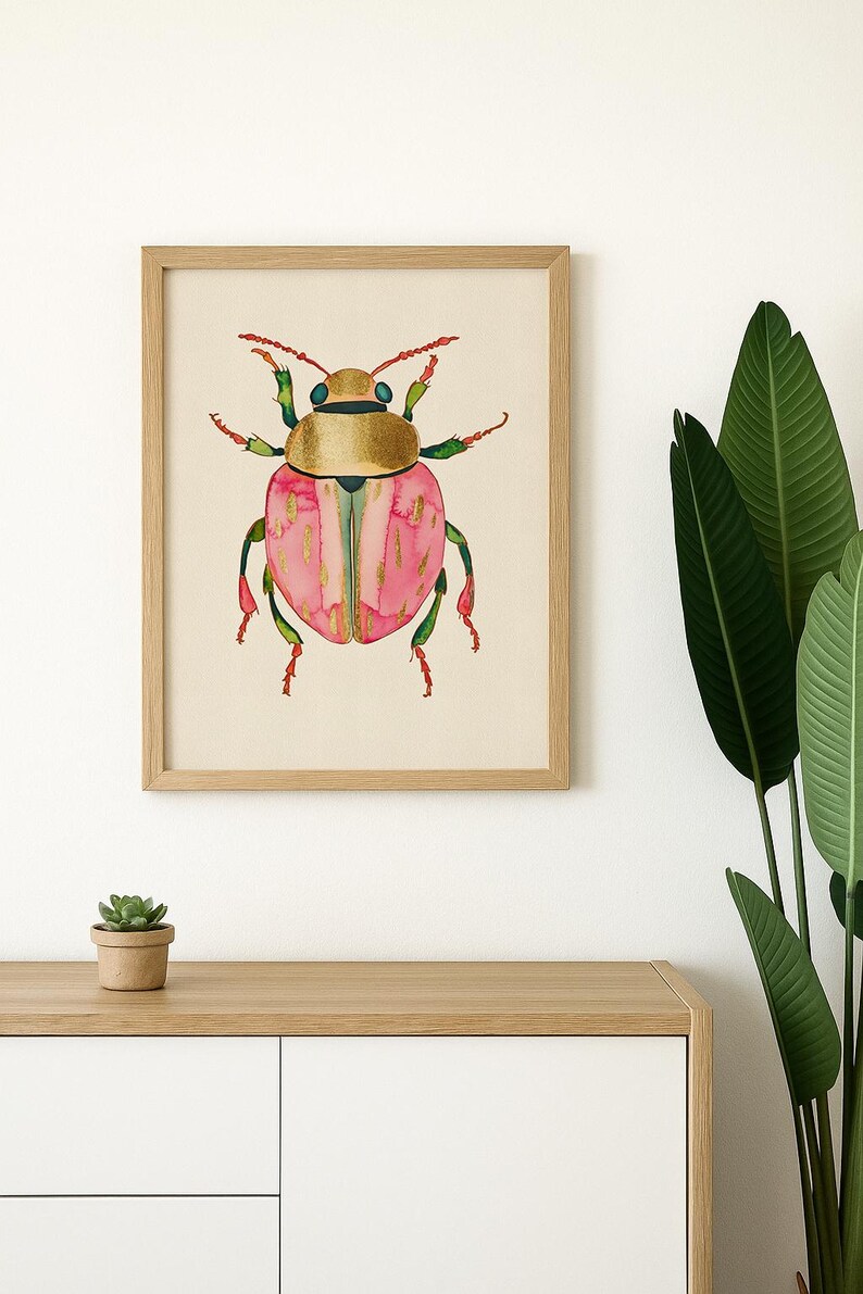 Beetle Wall Art, Bug Print, Botanical Illustration, Insect Decor ...