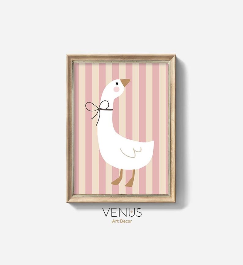 Vintage Silly Goose Wall Art, Farm Animal Nursery Print, Kid's Room ...
