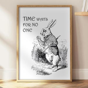 The White Rabbit Motivational Quote Poster, Alice in Wonderland Decor ...