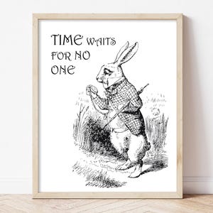 The White Rabbit Motivational Quote Poster, Alice in Wonderland Decor ...